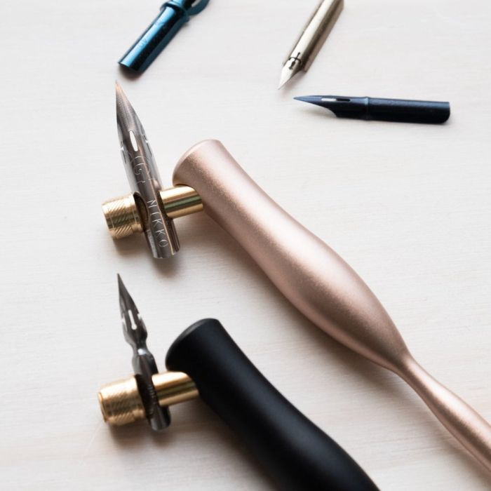 Flourish Calligraphy Pen Oblique Rose Gold